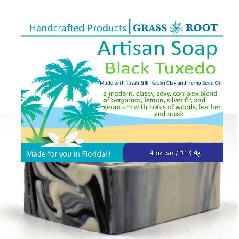Hand Crafted 4oz Soap Bars made with Tussah Silk, Black Tuxedo – Grass ...